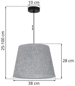 Závěsné svítidlo Jen, 1x šedé textilní stínítko, (fi 38 cm), b