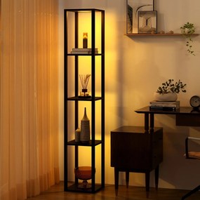 Costway Stojací lampa 162 cm s policemi a stmívatelnými LED světly a nožním