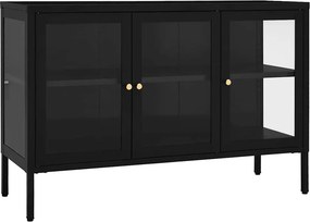 Příborník černý 105 x 35 x 70 cm ocel a sklo 336067