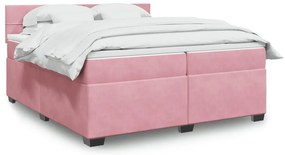 Box spring postel s matrací růžová 200x200 cm samet 3288707