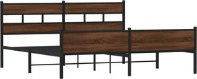 Kovový rám postele bez matrace hnědý dub 200 x 200 cm 3308520