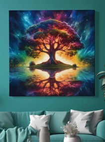 Obraz na plátně - Strom života na jezeře FeelHappy.cz Velikost obrazu: 140 x 140 cm