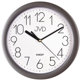 Šedé plastové nástěnné netikající tiché hodiny JVD sweep HP612.25