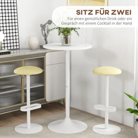 HOMCOM Barový stůl Bistro stůl Kulatý party stůl Ø60 x 102 cm Poseur stůl do jídelny, obývacího pokoje, ocel, bílý