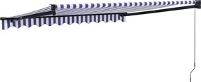 Zatahovací markýza modrá a bílá 3,5 x 2,5 m textil a hliník 3154447