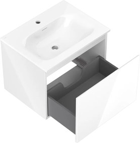 Mexen Orio, koupelnová skříňka 60 cm s umyvadlem Vela, 1 zásuvka, bílá lesklá, 91A10-06047-1-BF00-W23M00