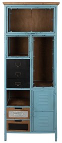 Modrá kovová skříňka s dvířky a šuplíky Olivier  - 60*33*160 cm