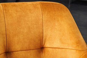 Designová otočná židle Galileo hořčicovo-žlutý samet