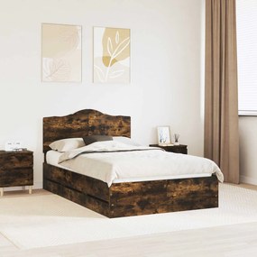 Rám postele se zásuvkou Uzený Dub 135 x 190 cm Inženýrské dřevo 3413426