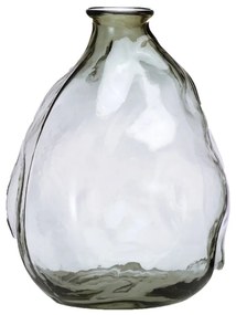 Skleněná designová váza s nádechem zelené L - 18*18*26cm