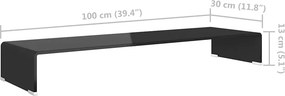 TV stolek / podstavec na monitor sklo černý 100x30x13 cm 244139