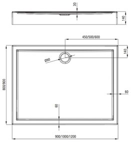 Aplomo Jasmin obdélníková sprchová vanička Rozměr vaničky: 80x90cm