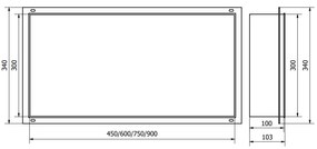 Mexen X-Wall-NR, polička na zapuštění pod obklad bez límce 45 x 30 cm, zlatá lesklá, 1951453010
