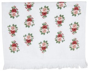 Bílý kuchyňský froté ručník s růžemi – 40x66 cm