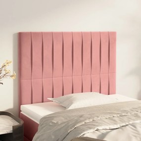 Čelo postele růžové 80x5x118/128 cm sametové 3116605