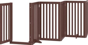 Zábrana pro psy s dvířky skládací 12 panelů hnědá 600 cm topol 3155663
