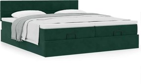 Osmanský rám postele s matrací tmavě zelená 200x200cm samet 3312083