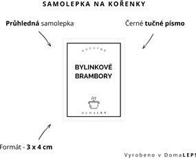 BYLINKOVÉ BRAMBORY - Samolepka na kořenky 3 x 4 cm - DomaLEP varianta: PRŮHLEDNÁ - tučné písmo