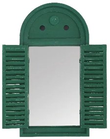 Esschert Design ESSCHERT DESIGN Zrcadlo francouzské s okenicemi, zelená patina, dřevěné, 38x5x54 cm