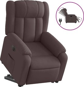 Elektrické zvedací polohovací křeslo tmavě hnědé textil 3205345