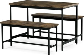 Jídelní set 1+2, rozměr stolu, rozměr lavice 98x30x47, MDF, barva staré dřevo (110 x 60) cm