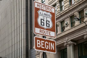 DIMEX | Samolepicí vliesová fototapeta na zeď Route 66 v Illinois MA-5-2143 | 375 x 250 cm | černá, hnědá, šedá