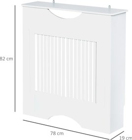 HOMCOM Kryt Radiátoru 78x19x82 cm Moderní MDF Kryt Radiátoru se Skladem Zatížení 10 kg a Protipádovým Zařízením pro Obývací Pokoj Ložnici Bílý