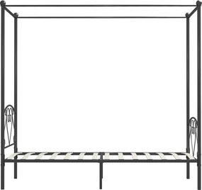 Rám postele s nebesy šedý kovový 100 x 200 cm 284441