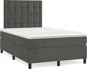Box Spring Postel S Matrací Samet Tmavě Šedá tlačítka 120 x 190 cm
