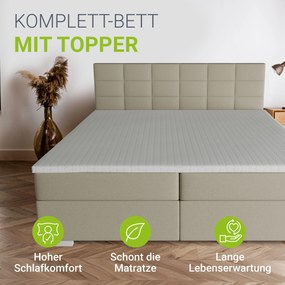 Juskys Postel boxspring Seattle s látkovým potahem Malmo Barva: světle šedá