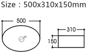 BPS-koupelny Keramické umyvadlo na desku HYD-CI-MTB-500 50x31 cm, černé matné