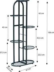 Kovový stojan na květiny OLYMP 6 polic černý