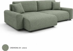 Rozkládací rohová sedačka RIMONA 240x168 - výběr potahové látky levý roh Cremona 34 - zelená