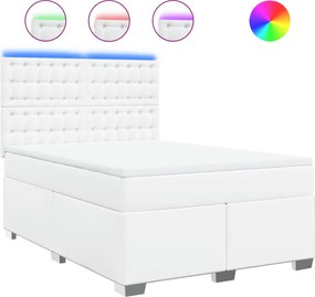 Box spring postel s matrací bílá 160x200 cm umělá kůže 3293029