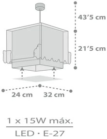 Dalber D-63532 - Dětský lustr TRAIN 1xE27/60W/230V