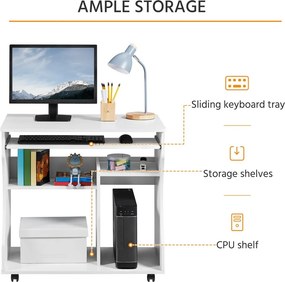 Psací stůl Yaheetech – bílá, 80 cm (délka) × 48 cm (šířka) × 76 cm (výška) (264773174225)