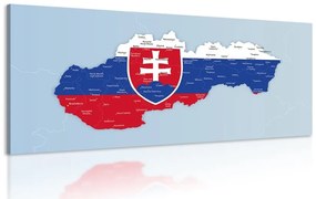 Obraz mapa Slovenska se státním znakem - 100x50