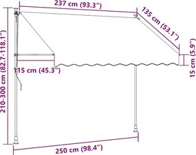vidaXL Ručně zatahovací markýza s LED světlem 250 cm bílo [145865] Barva: krémová
