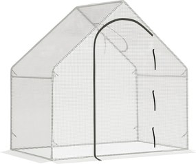 Skleník Outsunny, 180 x 100 x 168 cm, fóliový skleník s rolovacími dveřmi, skleník, rajčatový domek s horním oknem, PE fólie, zimní skleník pro zahra…