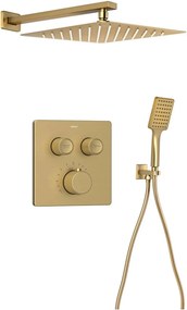 Sapho Smart Select - Sprchový set s termostatem pod omítku, s tělesem, 30x30 cm, matná zlatá RP042GB-01