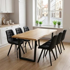 Vikio Jídelní set pro 6 osob 180x90 cm dub noha U černá židle VJS158-6C