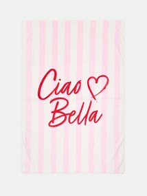 Sinsay - Pruhovaný ručník s nápisem „Ciao Bella“ - růžová