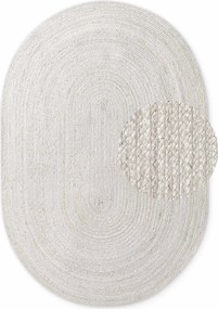 Kusový koberec Jute Braided 106321 White ovál, 160x230 ovál, biela, chodba / predsieň, Hanse Home