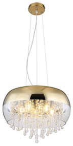 Závěsné designové osvětlení KALLA, 5xE14, 25W, zlaté sklo, 44cm, kulaté Globo KALLA 15838H1