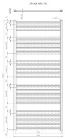 EBS GRANDE G75169RBSP Radiátor 75x169 rovný, středové připojení, černý samet S_G75169RBSP