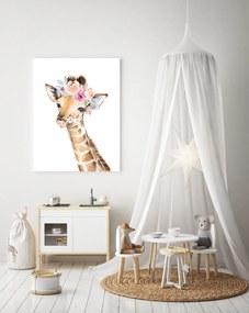 Dětský obraz - Žirafa s květinami 50 x 40 cm