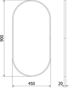 Mexen Loft oválné koupelnové zrcadlo 90 x 45 cm, černý rám - 9851-090-045-000-70