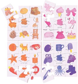 Bigjigs Toys Dřevěné didaktické puzzle barvy 4v1