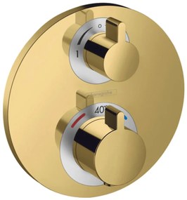 Hansgrohe Ecostat S, termostatická baterie pod omítku na 2 spotřebiče, leštěný vzhled zlata 15758990