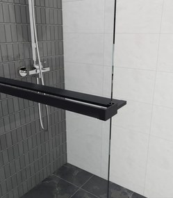 Erga Paris, sprchová zástěna Walk-In 30x200 cm, 8mm šedé sklo, černý profil, ERG-V02-PARIS-030x200-GR-BK
